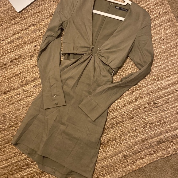 Zara | Dresses | Green Zara Cutout Dress | Poshmark